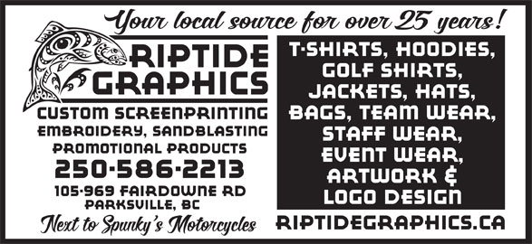Riptide Graphics - Opening Hours - 5-969 Fairdowne Rd, Parksville, BC