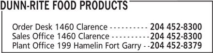 Dunn Rite Food Products - 199 Hamelin St, Winnipeg, MB